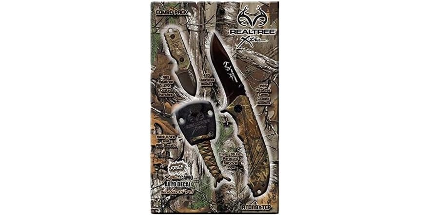Realtree Knife, Neck Knife, Paracord Combo; 2 PK