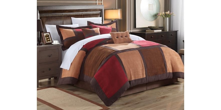 Diana 7-Piece Microsuede Patchwork Comforter Set