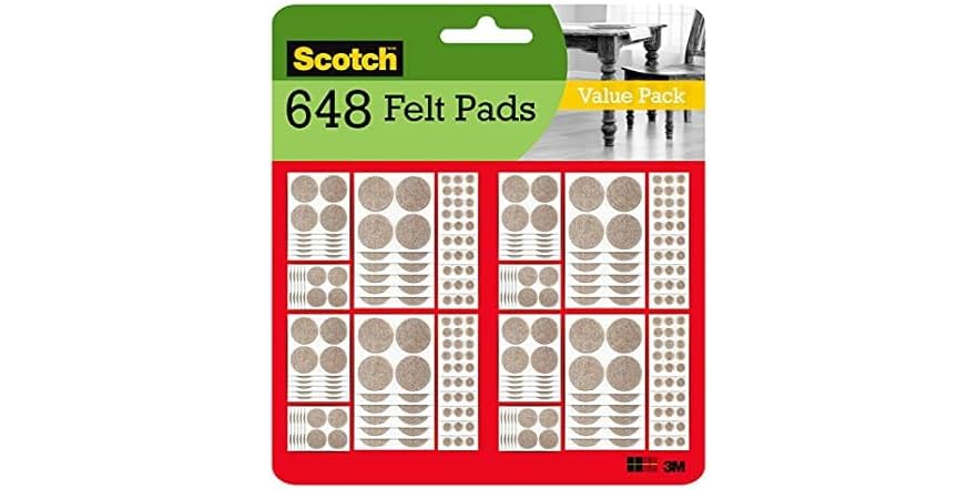 Scotch Felt Pads Value Pack, 648 Pcs, Round