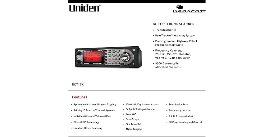(NEW) Uniden BCT15X BearTracker Scanner