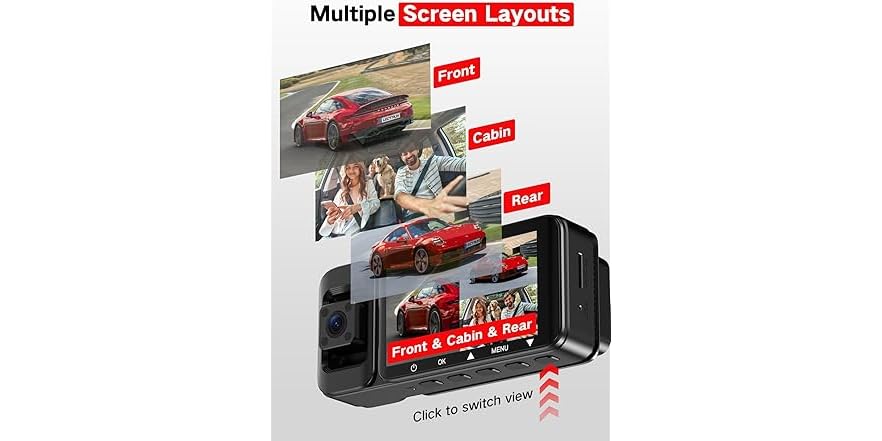 LECTRUS Dash Cam Front and Rear 3 Channel