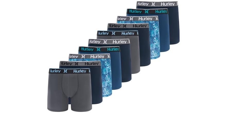 Hurley Men's 10 Pack Printed Boxer Briefs