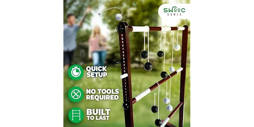 SWOOC Games Wooden Ladder Ball Game Set