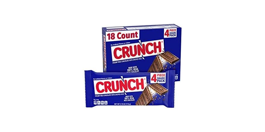 Crunch 100% Real Milk Chocolate Share Candy Bars (18 Count)