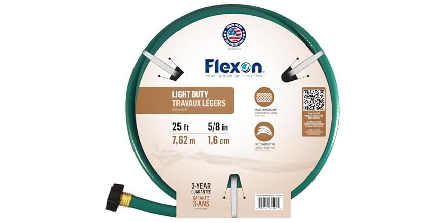 Flexon 5/8-Inch by 25-Foot Reinforced Garden Hose FR5825, 25ft, Green