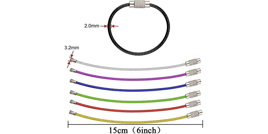 35 Pieces of Steel Wire Keychains Cable Ring 7 Colors, ID Tags