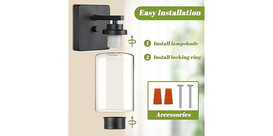 VerRon 2-Pack Wall Sconce, Black