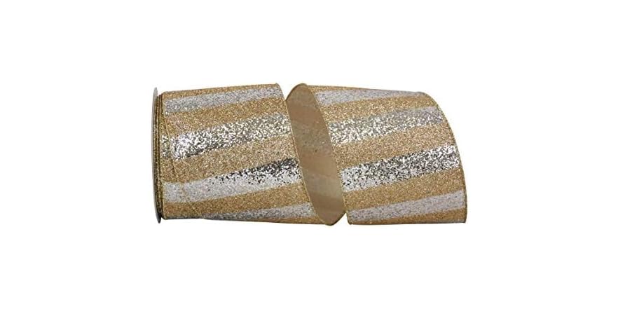 Glitter Wired Edge Ribbon, 4in X 10yd