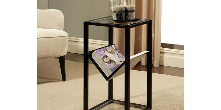 Rectangle Glass End Table Bookshelf