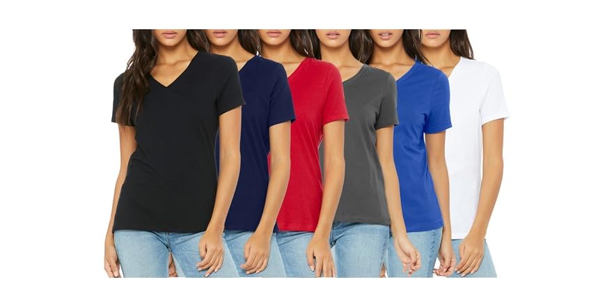 Womens V-Neck Classic Tee 3 or 6 Pack