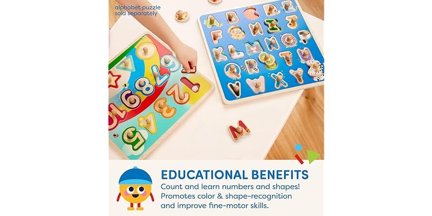 Battat- Wooden Number & Shapes Puzzle