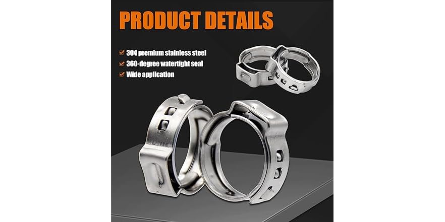 3/8" PEX Cinch Clamp Rings 100 Pack