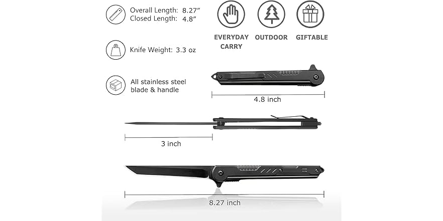Folding Pocket Knife EDC Tanto Blade