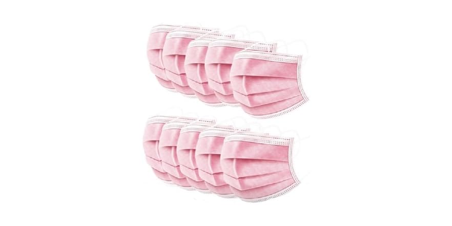 Pink Disposable 3-Ply Face Masks