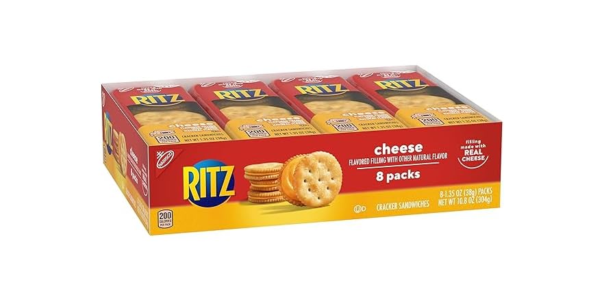 RITZ Cheese Sandwich Crackers, 8 Snack Packs