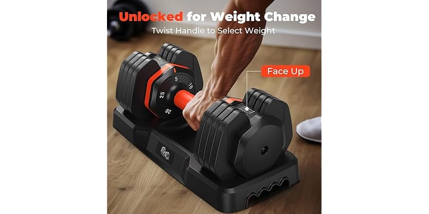 UKEEP 5LB-25LB Adjustable Dumbbells Pair