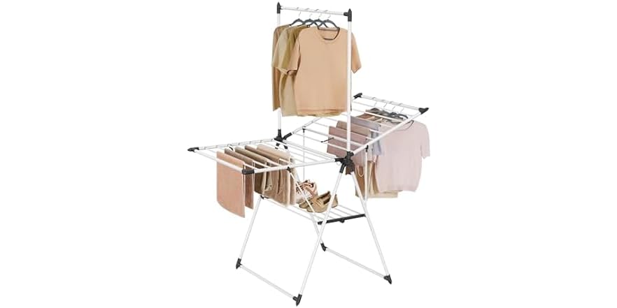 SONGMICS Clothes Drying Rack, Foldable 2-Level