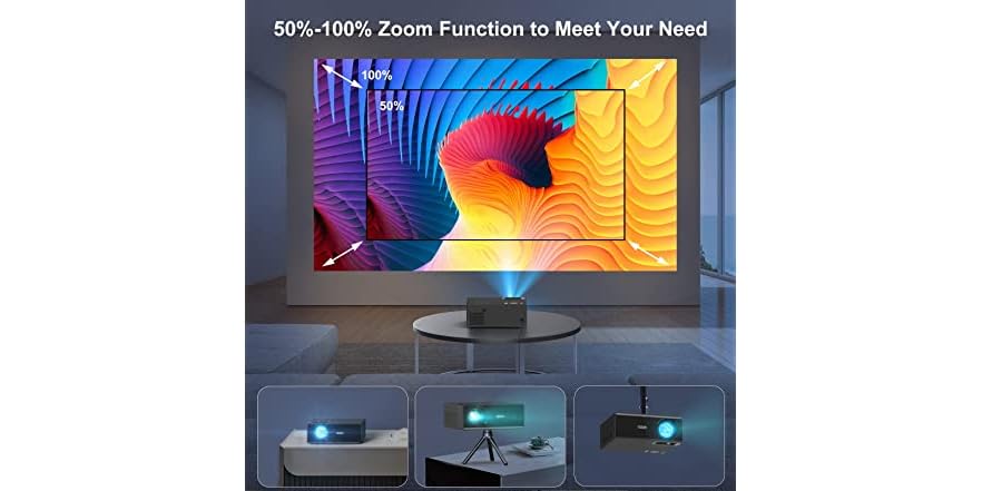 FUDONI HD Outdoor Projector, Black