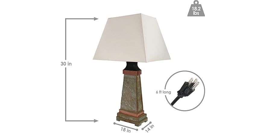 Copper Trim Slate Weather-Resistant Lamp