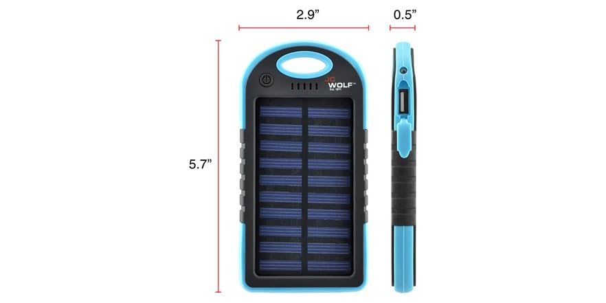 JC Wolf Solar Power Portable Charger 6800mAh - 2 Pack
