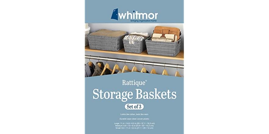 Whitmor Rattique Storage Baskets 3pc Set