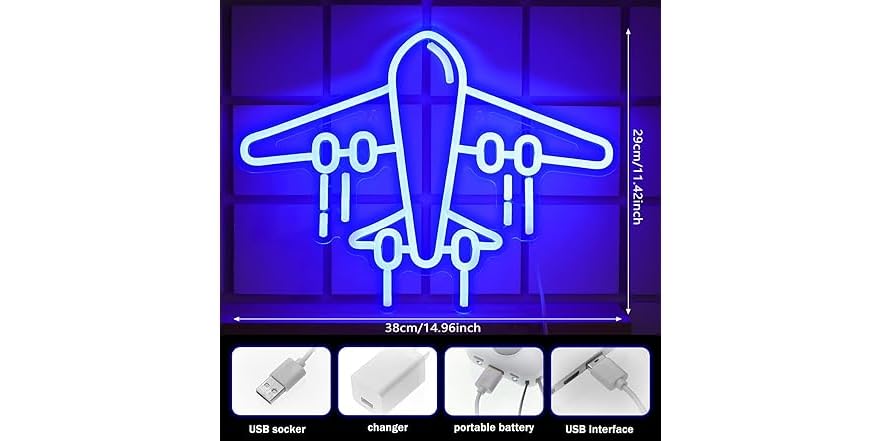 Air Plane Neon-Like LED Room Signs