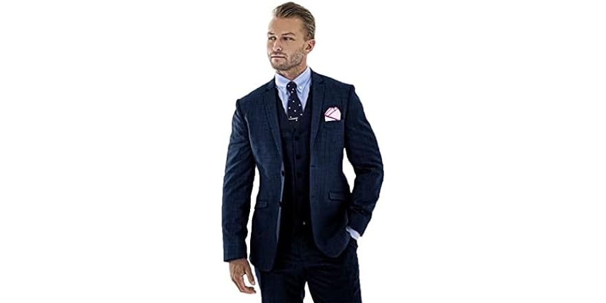 Wudli Wudli Men's 3 Pieces Linen Suit Slim F