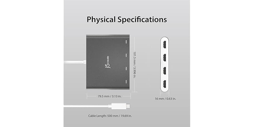 j5create USB-C to 4-Port HDMI Adapter