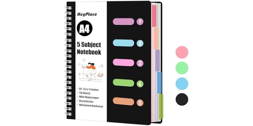 Wide Ruled 5 Subject Notebook (2 Pack)