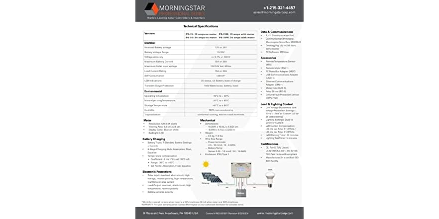 MORNINGSTAR ProStar w/Meter Controller