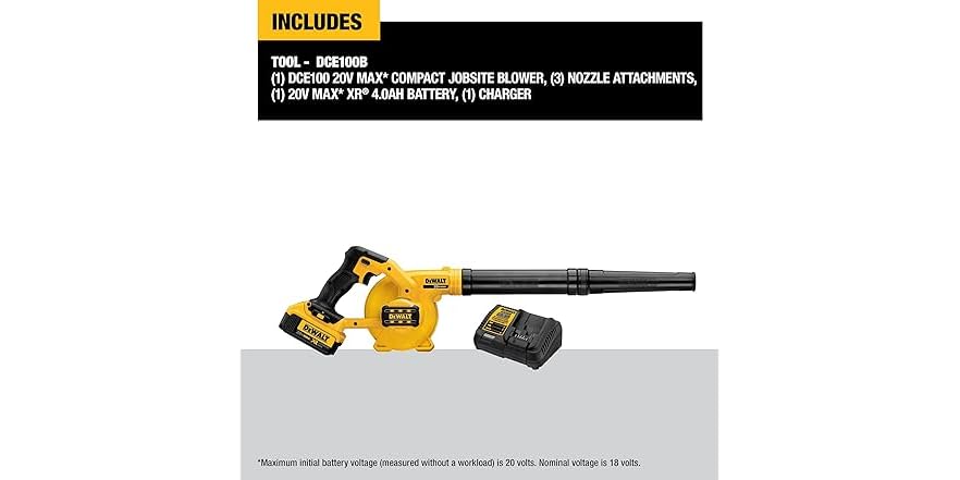 DEWALT DCE100M1 20V MAX* Blower for Jobsite Kit (Open Box)