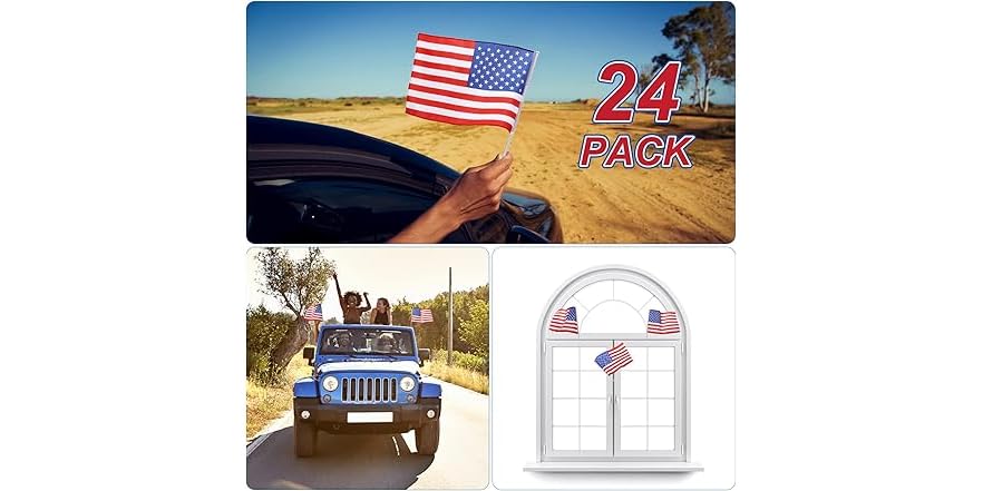 24 Pcs American Car Flag Window Clips