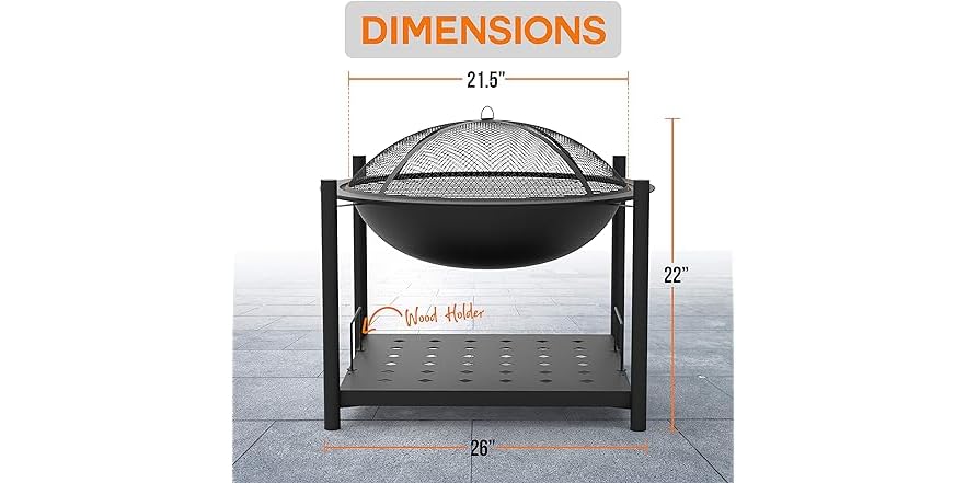 SereneLife Portable Outdoor Wood Fire Pit (Open Box)