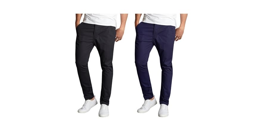 Men's Slim Fit Cotton Stretch Chinos 2Pk
