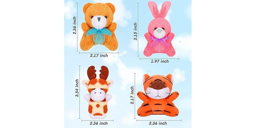 50 Pcs Mini Stuffed Animals Set