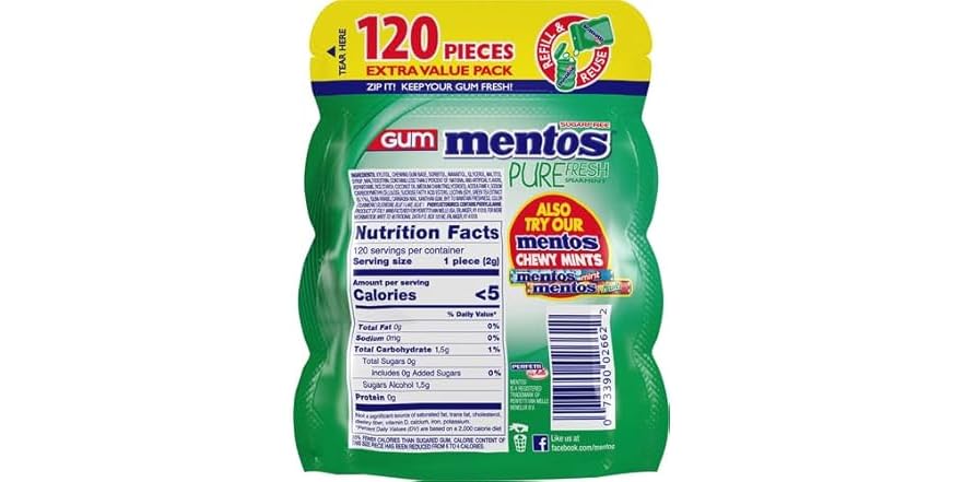 120CT Mentos Pure Fresh Sugar-Free Chewing Gum