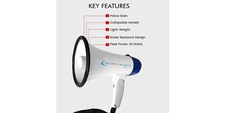 Megaphone with Siren & Foldable Handle