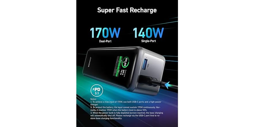 (NEW) Anker 250W 3-Port 27,650mAh Ultra Fast Powerbank