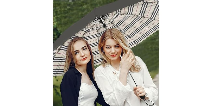 Yellow Plaid Inverted Travel Umbrella