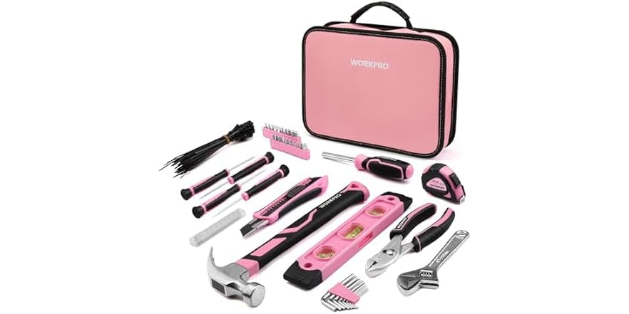 WORKPRO Pink Tool Set - 100 Pieces Pink Tool Kit