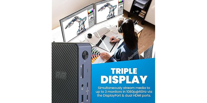 14-in-1 85W Laptop-Charging Docking Station for 3 Monitors