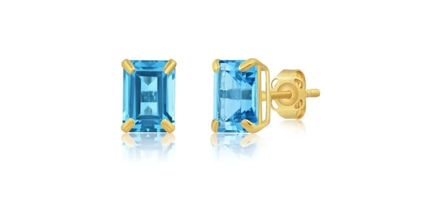 Max + Stone 14k YG Emerald Stud Earrings
