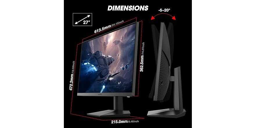 KOORUI Gaming Monitor 27" 165Hz (Open Box)