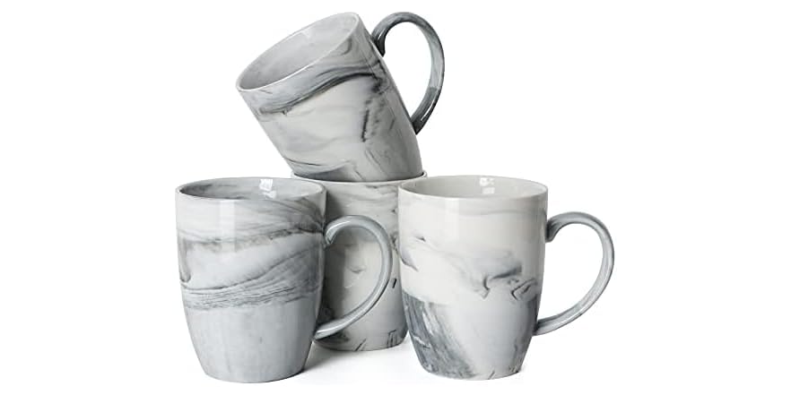 4 Pack14 OZ M067 Marble Coffee Mugs