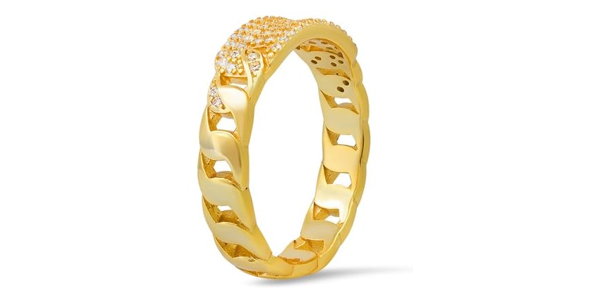 Queen Jewels CZ Curb Link ID Ring