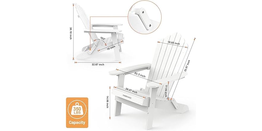 EMBERRANGE Folding Adirondack Chair