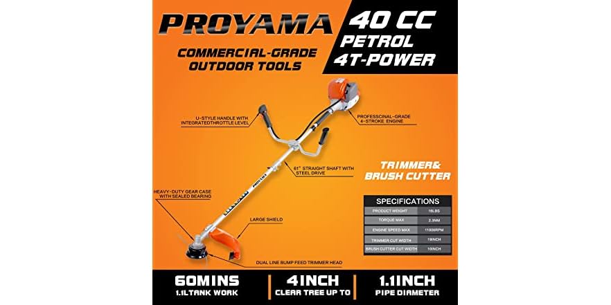 Gas Powered Brush Cutter Weed Whacker
