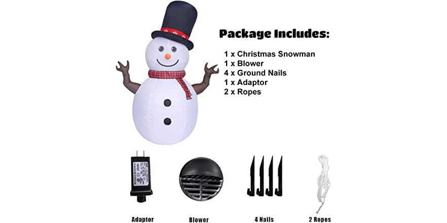 Inflatable 8-Foot Snowman with LED Lights