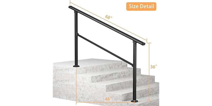LOVMOR 2 Pack 5 Step Hand Rails for Outdoor Steps