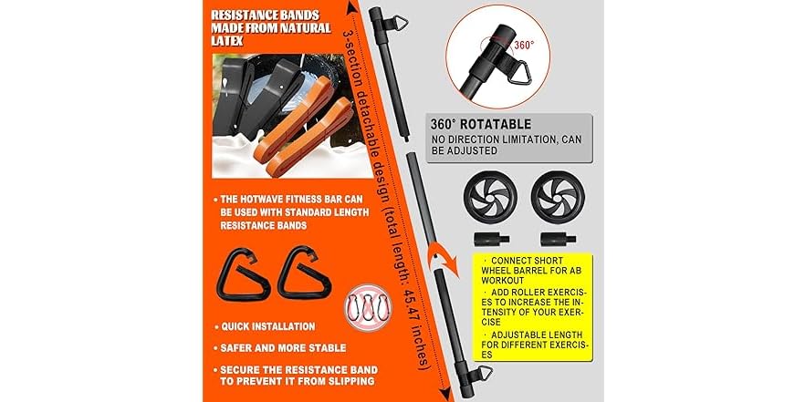 HOTWAVE Resistance Bands Bar - Advanced Kit